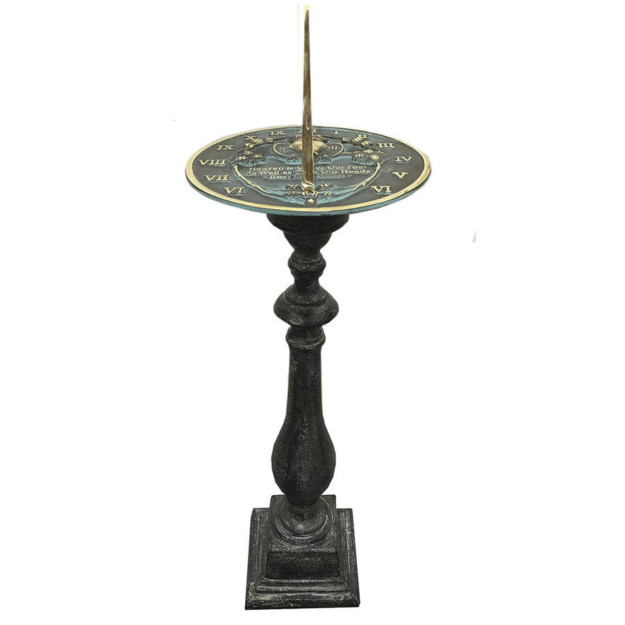 Cast Aluminum Spindle Sundial Base w/Aged Lead Finish - Rome